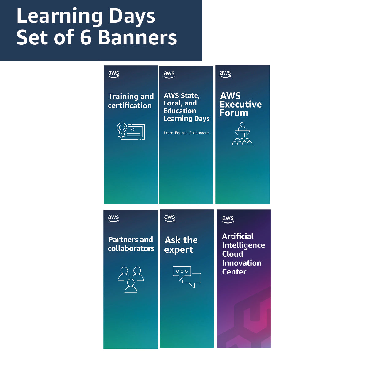 Learning Days + CIP Set Of 6 Roll-Up Banners - SLGEDU – AWSEFC