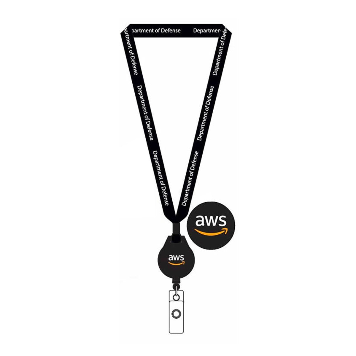 Black 3/4" Lanyard with Metal Bulldog Clip - Defense Logo - DoD – AWSEFC